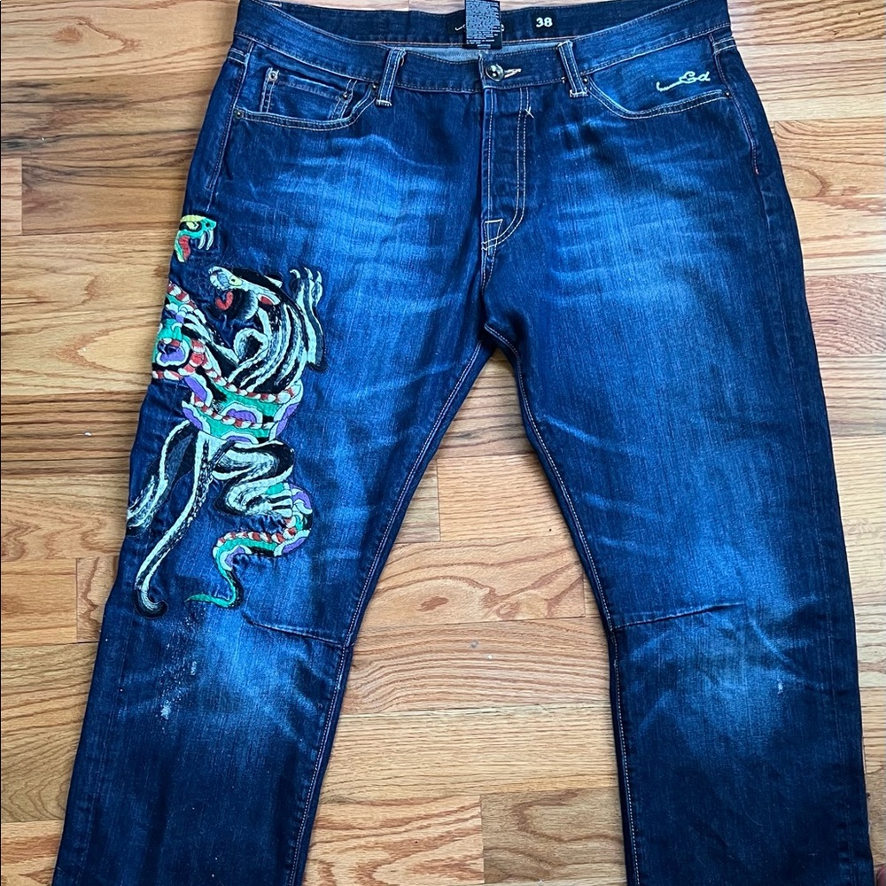 Ed Hardy Black Panther Cobra Snake Jeans - Gem